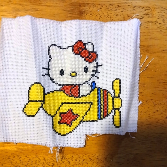 Handmade | Office | Handmade Hello Kitty Cross Stitch Art | Poshmark